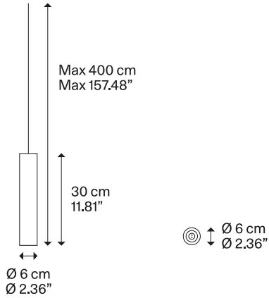 Lodes A-tube small, bílé závěsné válcové svítidlo, 1x10W LED GU10, výška 30cm
