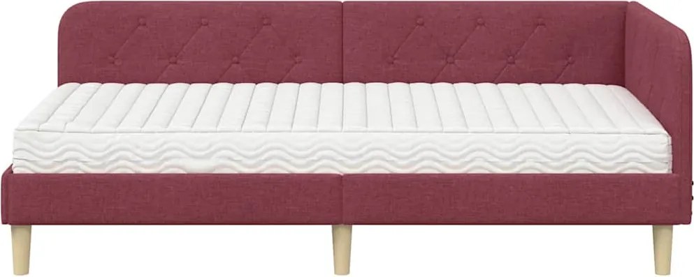 Rohový rám postele Víno Červené 90 x 190 cm textil 3394112