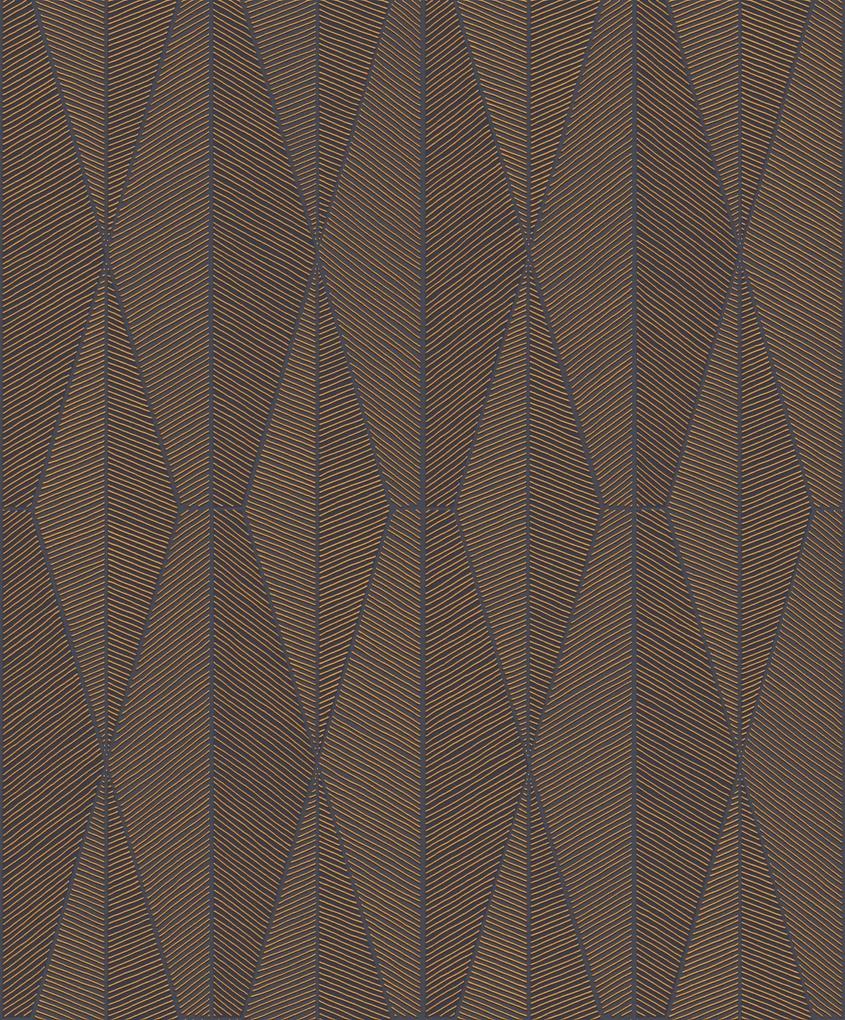 Černo-bronzová geometrická vliesová tapeta na zeď, YSA306, Mysa, Khroma by Masuree