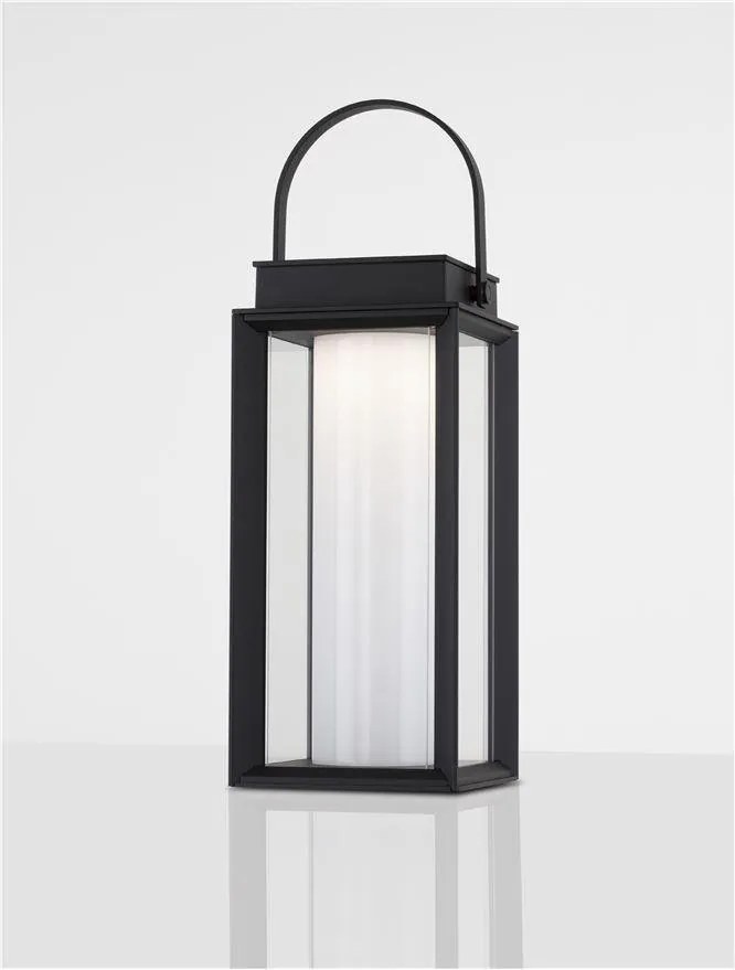 NV 9002862 Venkovní stolní lampa VERHAAL černý hliník a čiré sklo LED 2W 3000K 3,7V 360st. IP54 solární / USB kabel / vypínač na těle - NOVA LUCE