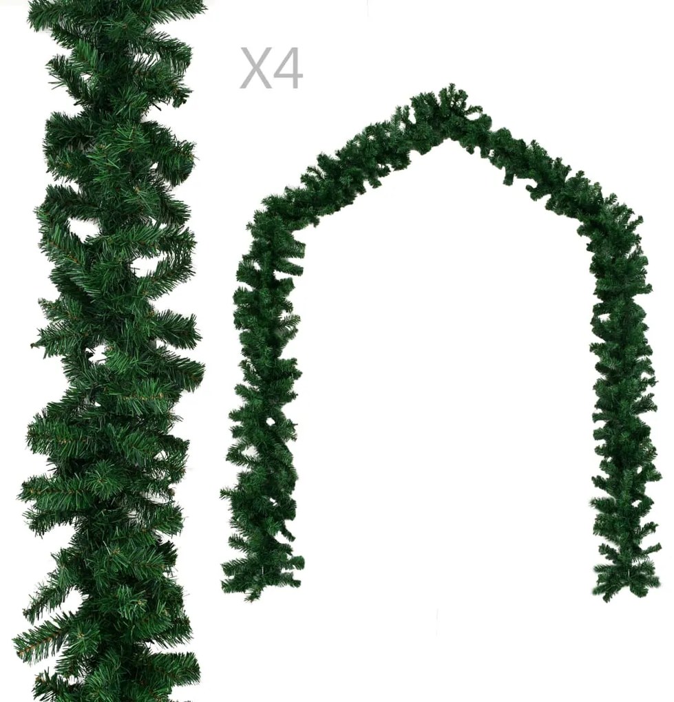 284308 vidaXL Vánoční girlandy 4 ks zelené 270 cm PVC