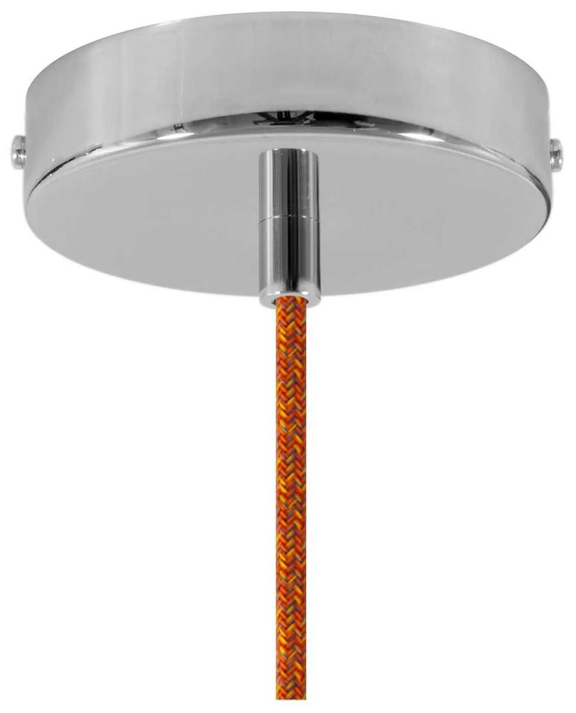 creative cables Závěsná lampa s textilním kabelem, keramickým stínidlem tvaru lahve s kovovými detaily Barva: Krémová strukturovaná-bílá