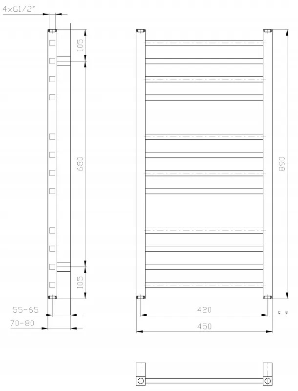 Sapho METRO otopné těleso 450x890 mm, bílá IR400T