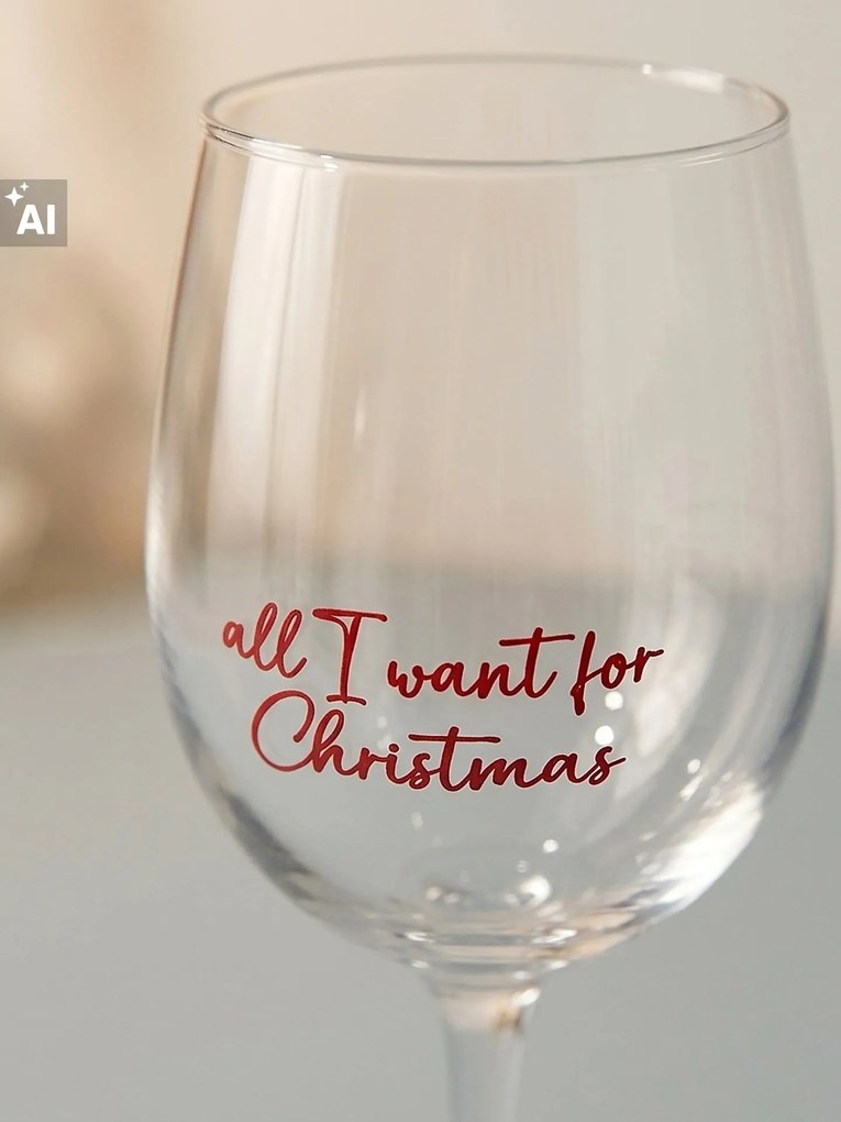 Sinsay - Vánoční sklenice s nápisem all I want for Christmas - clear