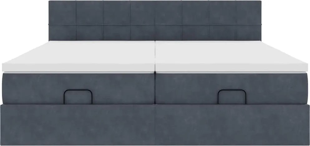 Osmanský rám postele s matrací tmavě šedý 200x200cm samet 3312081