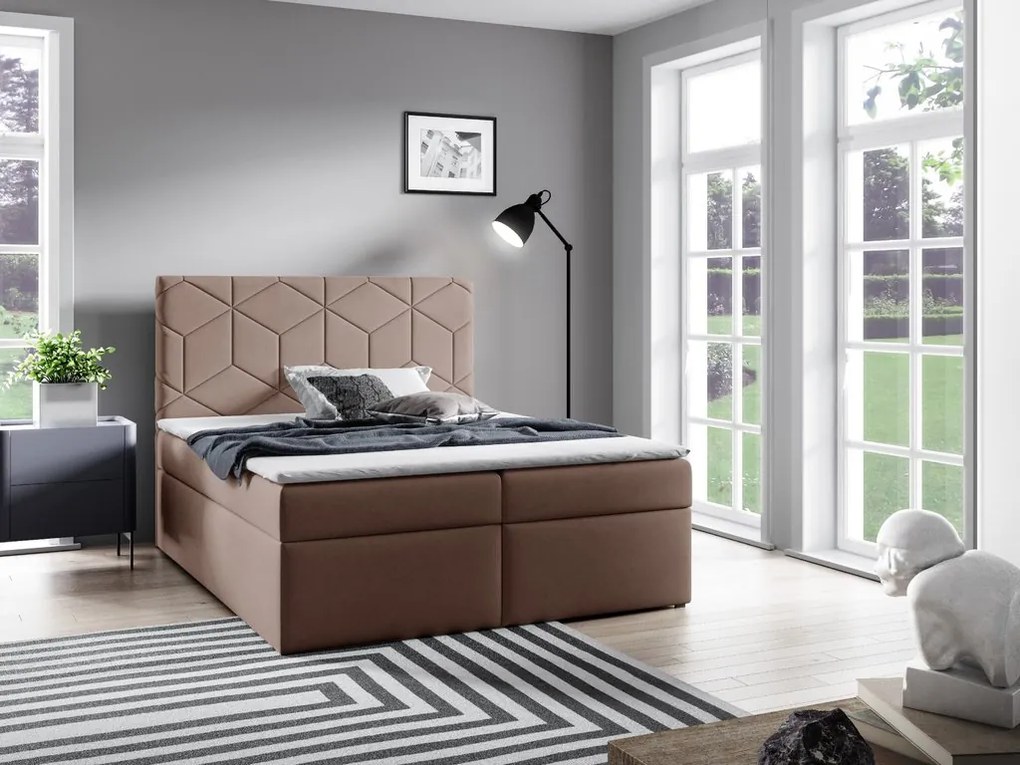 Eka Kontinentální čalouněná postel BOX - Trinity (90x200 cm) Barva látky Trinity: Tmavě zelená (Trinity 2328)