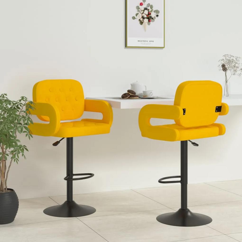 Barové židle 2 ks hořčicově žluté textil,  335624
