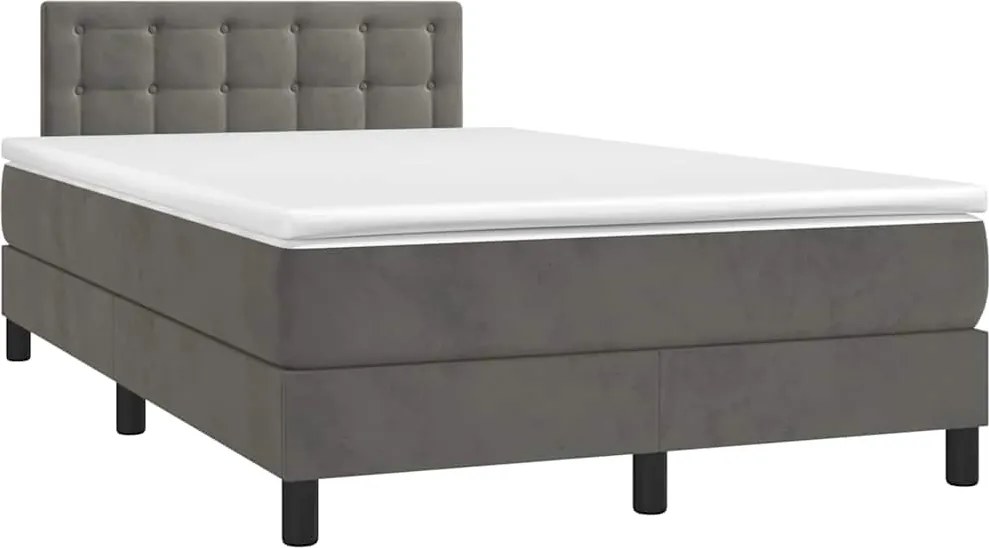Box spring postel s matrací a LED tmavě šedá 120 x 190 cm samet 3270178