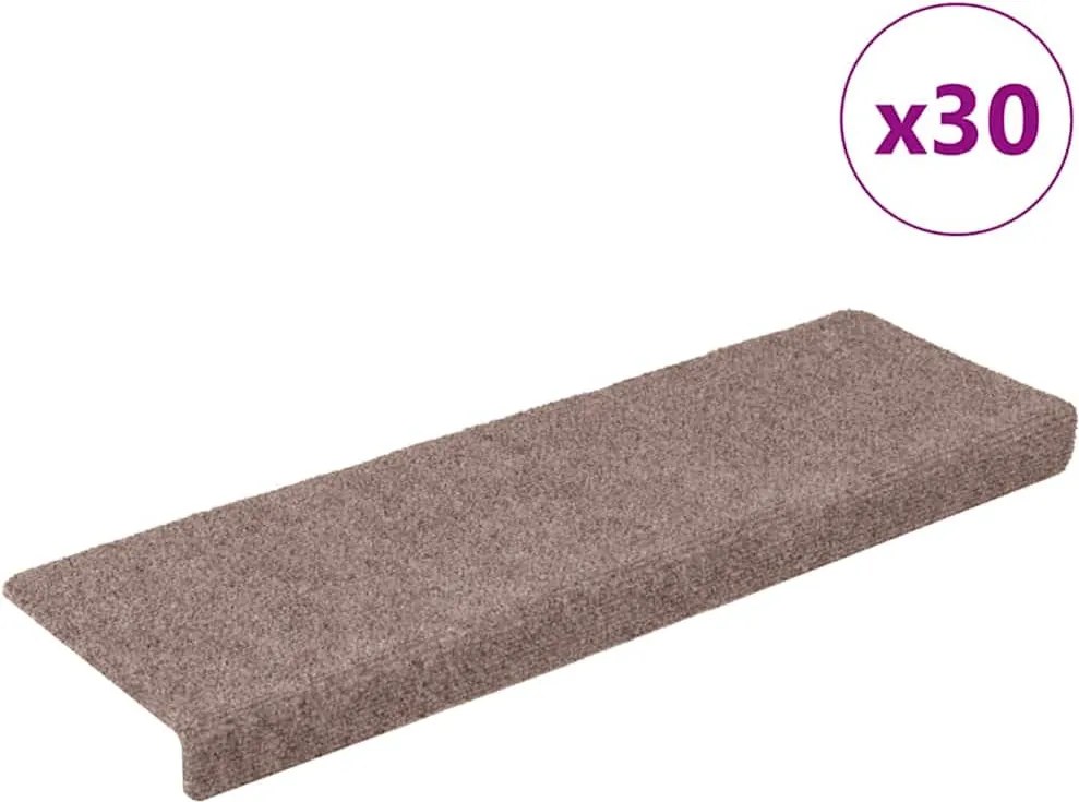 Schodové rohože samolepicí 30 ks 65 x 21 x 4 cm světle hnědé s obdélníkovým okrajem 3365691