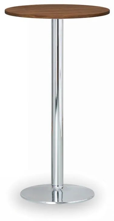 Koktejlový stůl OLYMPO II, průměr 600 mm, chromovaná podnož, deska ořech
