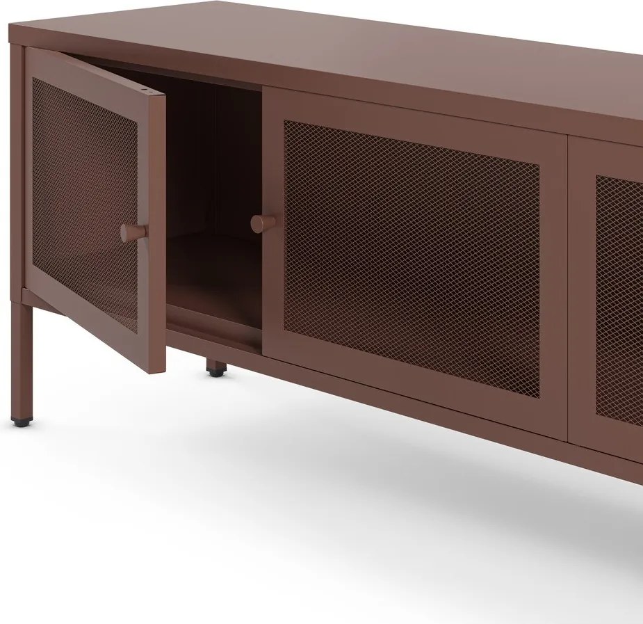 Vínový kovový TV stolek 160x50x35 cm Fayna – Marckeric