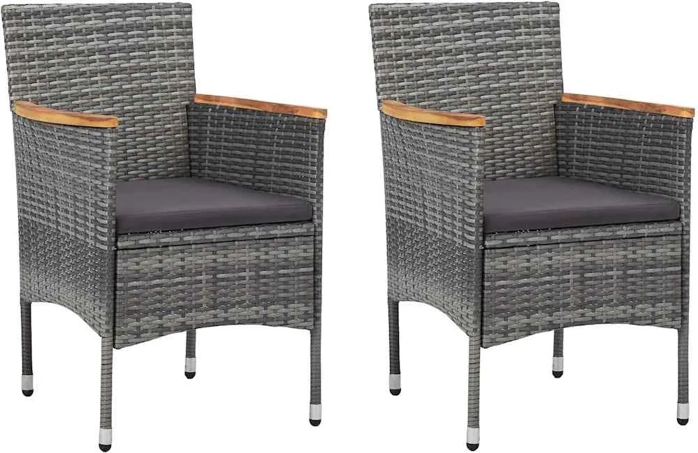 3dílný bistro set polyratan a akáciové dřevo šedý 3058367