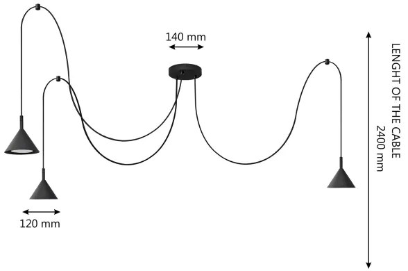 Lustr na lanku ETNA LONG 3xGX53/10W/230V pavouk černá