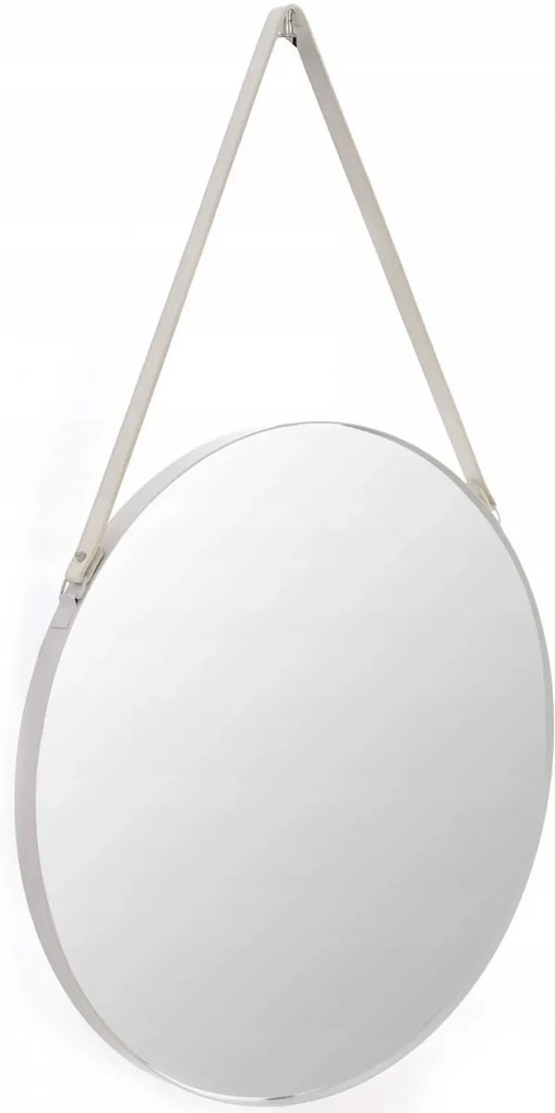 Tutumi Kulaté zrcadlo Loft 60 cm se závěsným páskem bílá