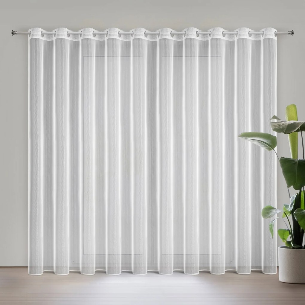 ZÁCLONA NA KROUŽCÍCH SYLVIA 350X250 CM BÍLÁ