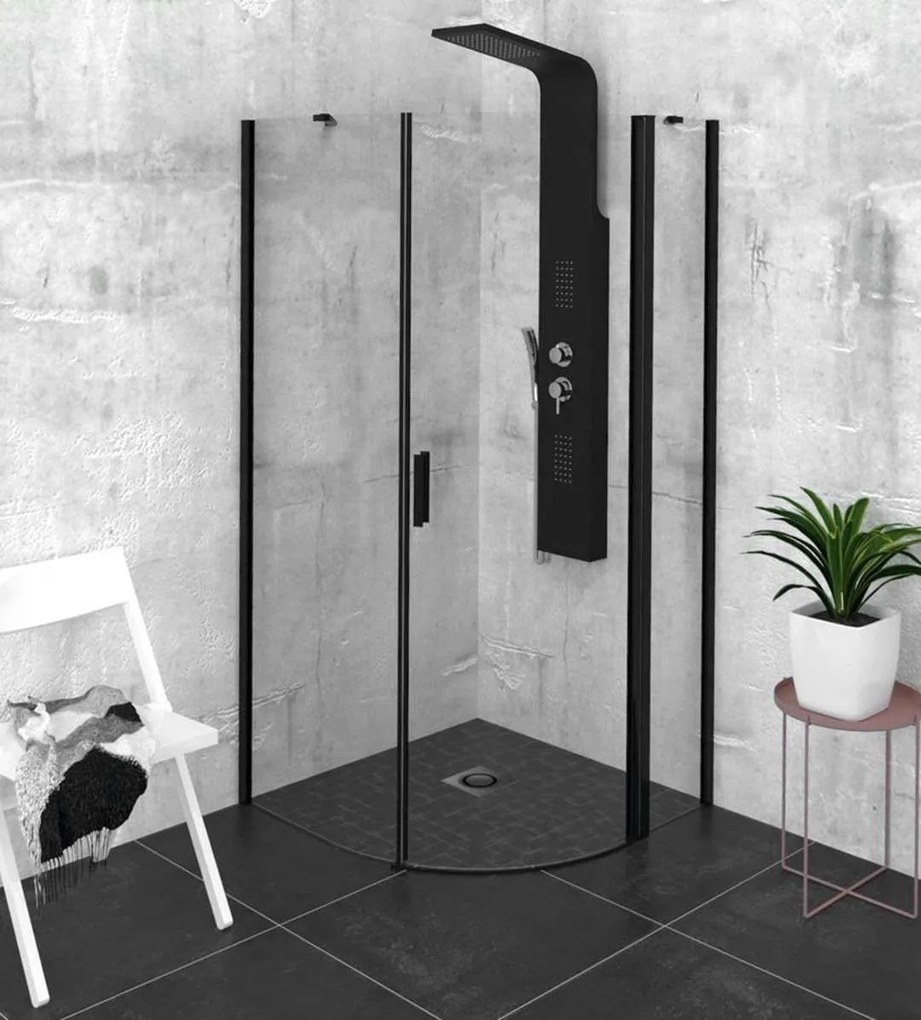 Polysan Zoom - Sprchový kout Black 90x90 cm, pravý, černá mat/čiré sklo ZL2615BR