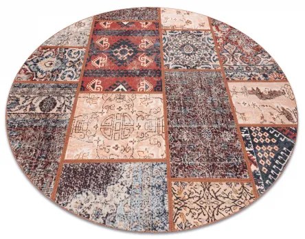 Koberec ANTIKA ancient rust kulatý, moderní patchwork, řecký omy