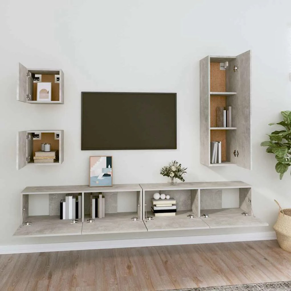 5dílný set TV skříněk betonově šedý kompozitní dřevo 3114449