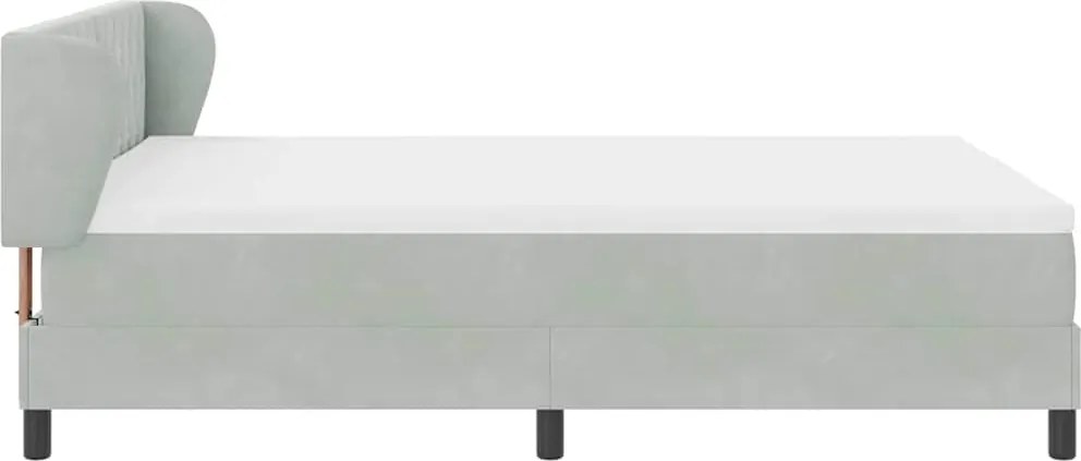 Postel s boxspringem s čelo Světle šedá 140 x 190 cm samet 3340328