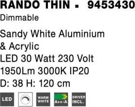 Závěsné LED svítidlo NOVA LUCE RANDO THIN 30W 3000K 9453430 stmívatelné Triac