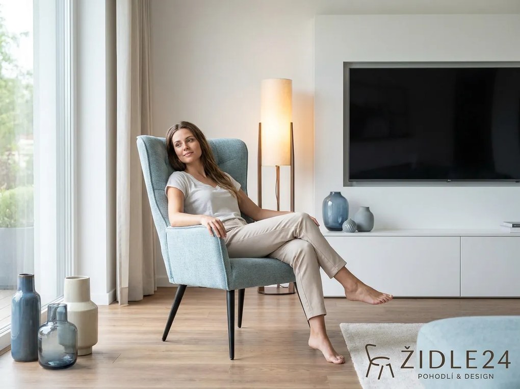 Relaxační křeslo ušák WIPPY - zelená látka