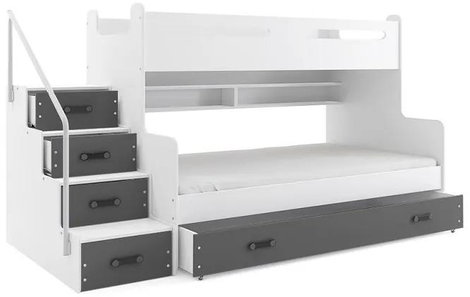 Dětská patrová postel MAX 3 - bílá/grafit
