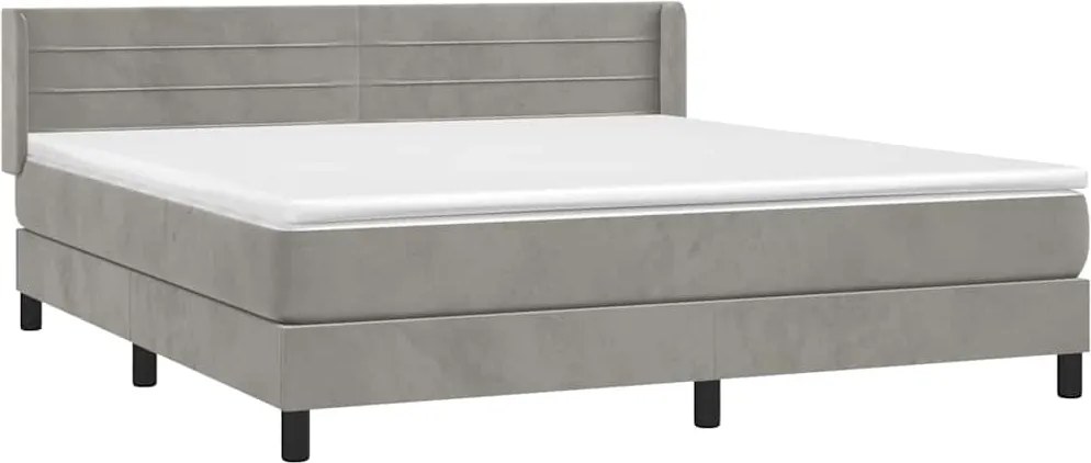 Box spring postel s matrací světle šedá 180x200 cm samet 3131033