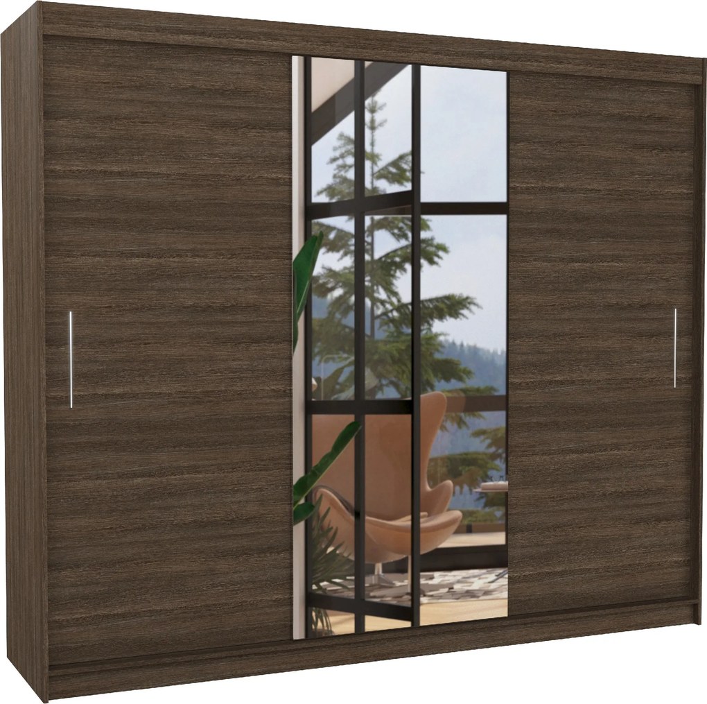 ADRK Furniture Posuvná skříň s zrcadlem DENIS 250 ADRK-SW-DEN-CH-250