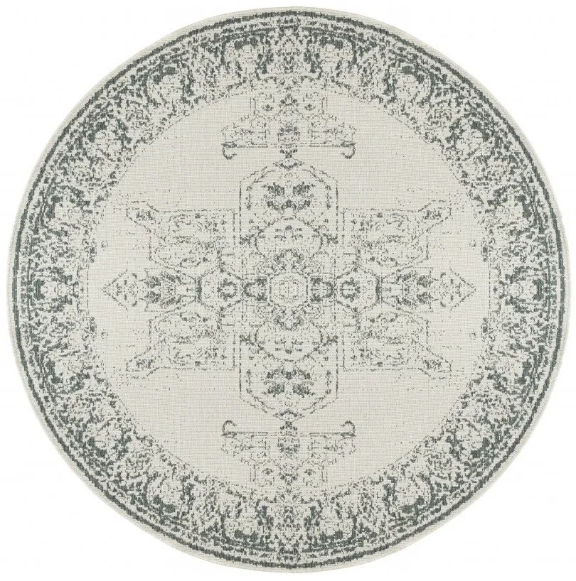 Hanse Home, Kusový koberec Twin Supreme 104139 Green/Cream kruh – na ven i na doma, 200x200 (průměr) kruh, zelená, chodba / předsíň
