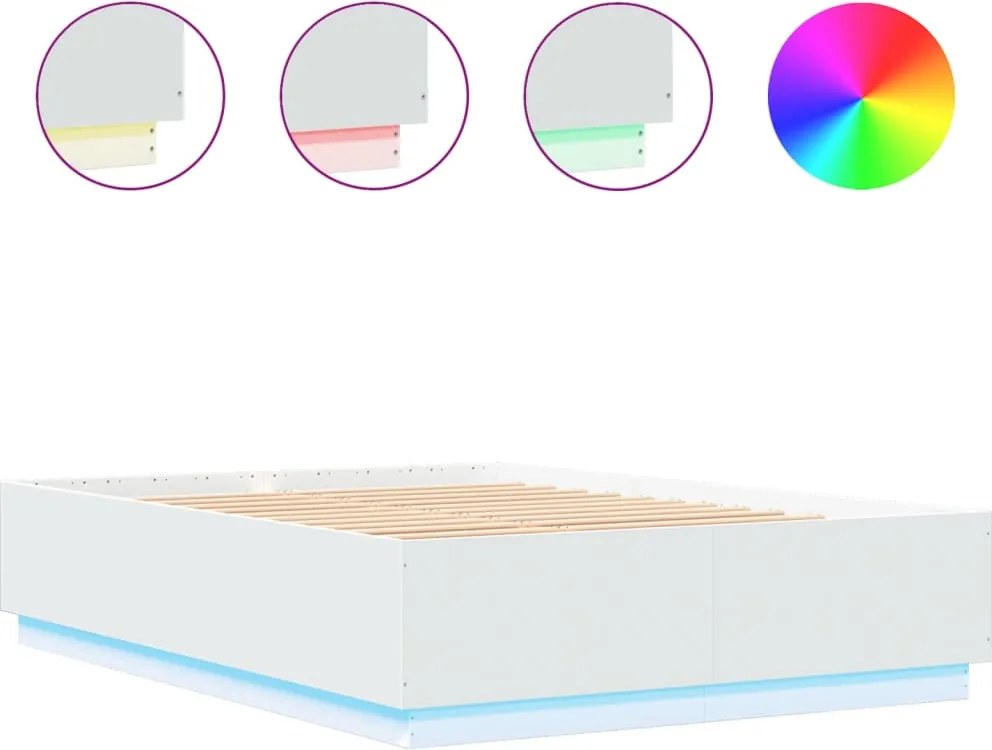 Rám postele s LED osvětlením bílý 150 x 200 cm kompozitní dřevo 3209604
