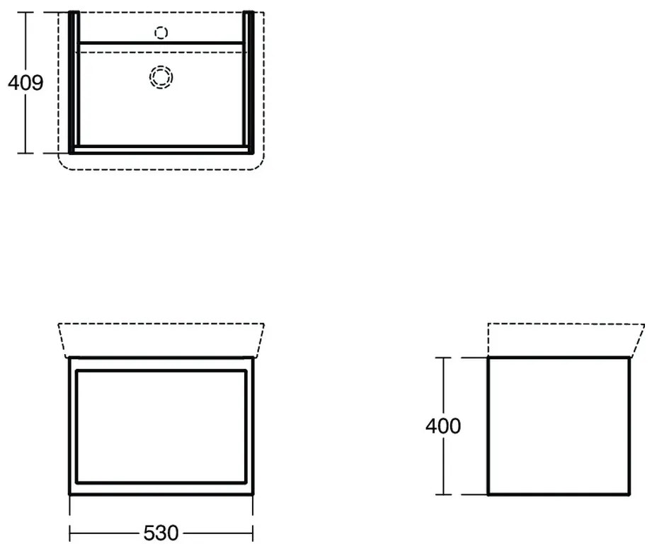 Ideal Standard Connect Air- Skříňka pod umyvadlo CUBE 60cm, 1 zásuvka, Lesklý světle šedý + matný bílý lak E0846EQ