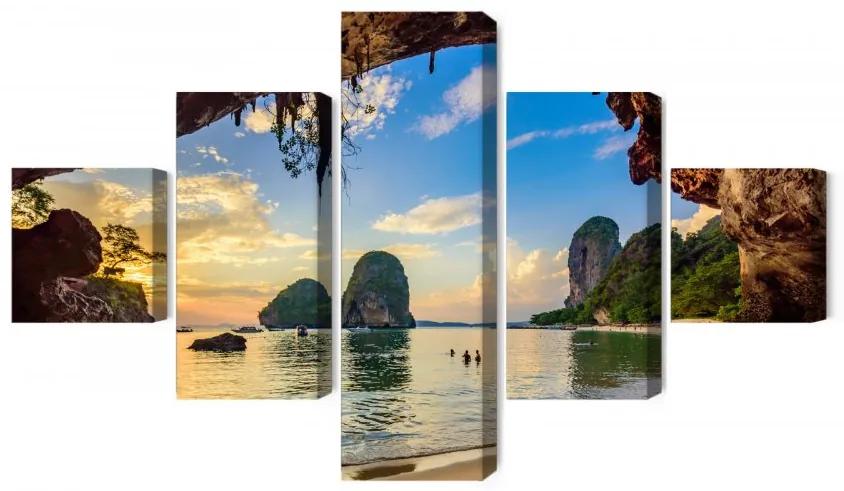 Vícedílný obraz Západ Slunce Na Pláži V Thajsku Nedostatek Nedostatek Přírodní plátno 250x150