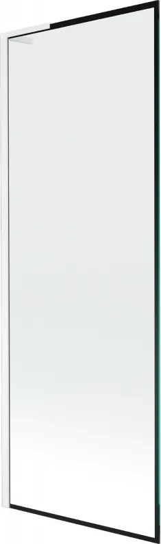 Mexen Next L, 1-křídlová vanová zástěna 70 x 150 cm, 6mm čiré sklo-černý vzor, bílý profil, 895-070-000-03-70-20