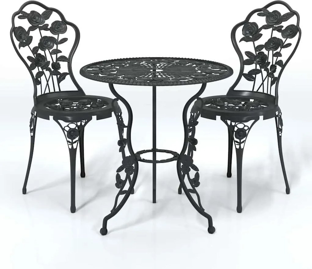 3dílný bistro set litý hliník černý 317739