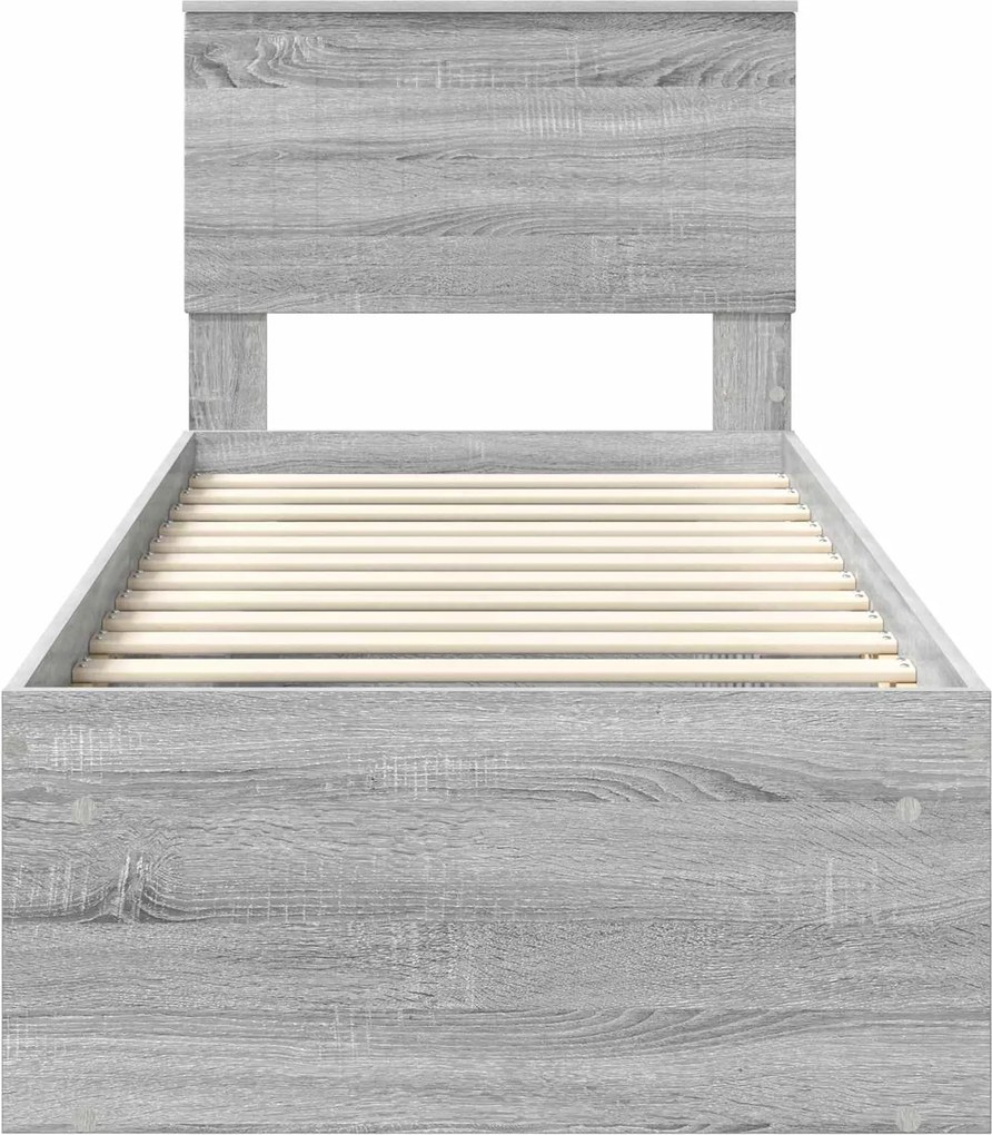 Rám postele s čelo Šedá Sonoma 75 x 190 cm Masivní borové dřevo 3410668