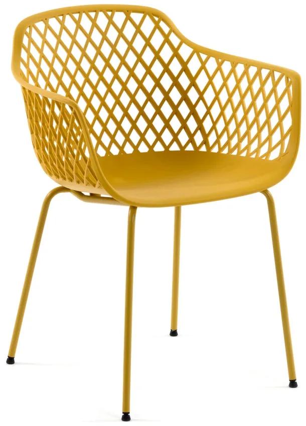 OnaDnes -20% Hořčicově žlutá plastová jídelní židle Kave Home Quinn