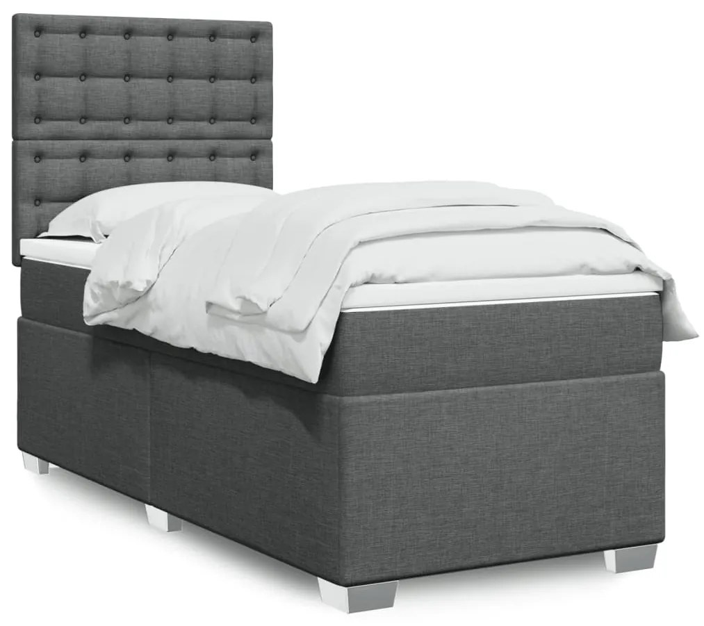 Box spring postel s matrací tmavě šedá 90x190 cm textil 3292658