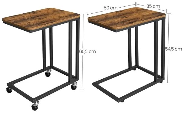 Mobilní odkládací stolek ELDUR hnědá/černá