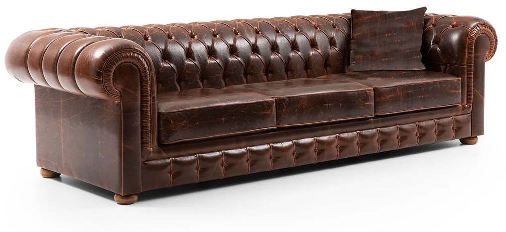 Designová sedačka Chesterfield 276 cm hnědá