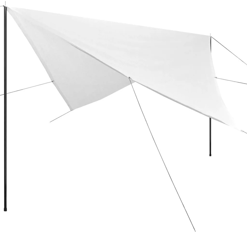 Plachta proti slunci Raiford s tyčemi - HDPE - čtvercová - 4x4 m | bílá
