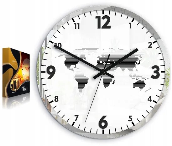 M.Clock Nástěnné akrylové 3D hodiny 30x30cm mapa světa