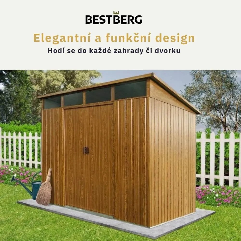 Zahradní domek BestBerg ZDSL-4D / 4,6 m² / 238 x 194 x 202 cm / dekor dřevo/hnědá