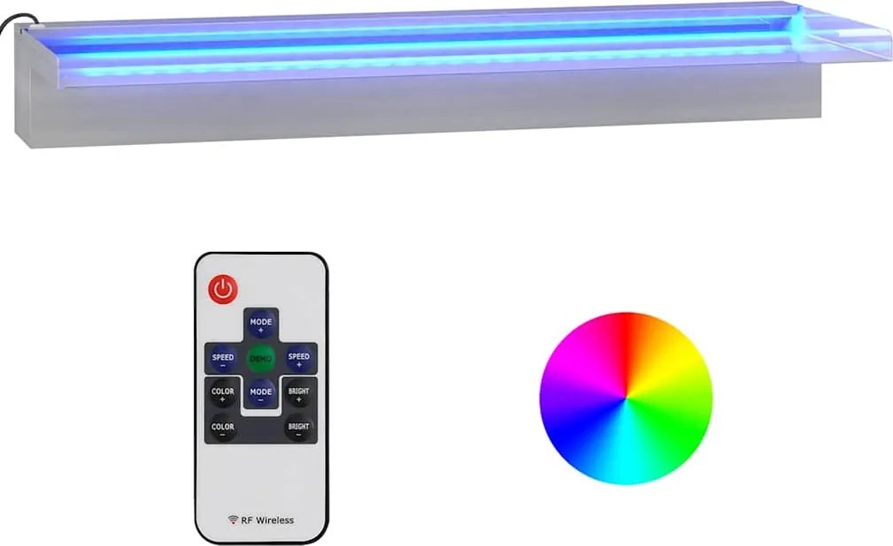 Přelivový vodopád s RGB LED osvětlením nerezová ocel 60 cm 151410