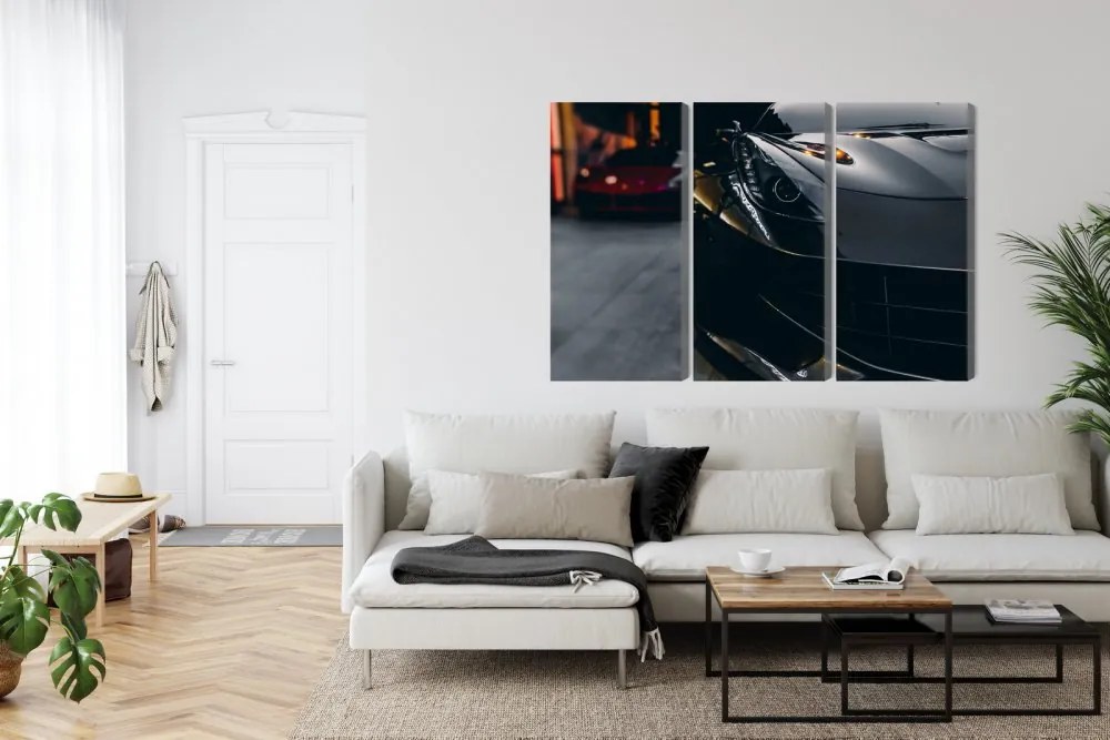 Vícedílný obraz Přední Část Černého Sportovního Vozu Nedostatek Nedostatek Plátno Canvas 60x40