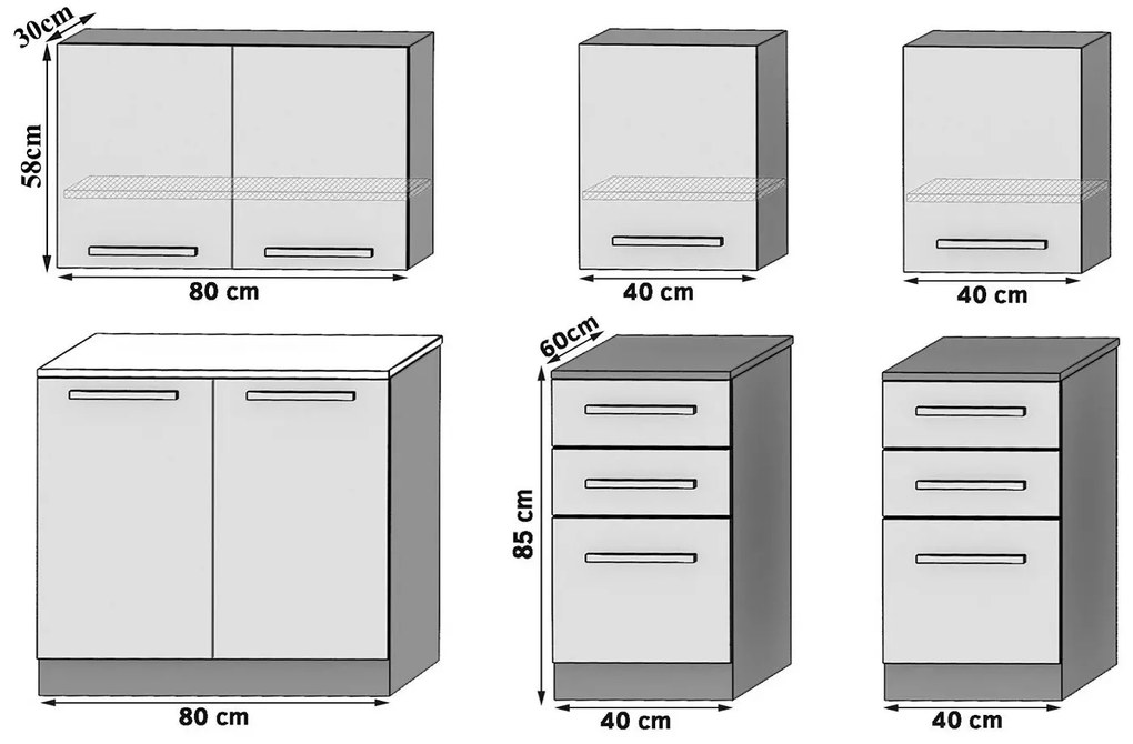 Kuchyňská linka Belini 160 cm bílý mat s pracovní deskou Kompakto2 TOR KOMPAKTO2/2/WT/WT/0/B1