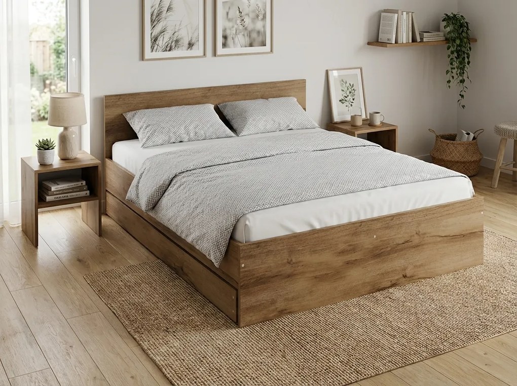 Postel ELISA 120 x 200 cm, dub artisan Matrace: Matrace Deluxe 10 cm, Rošt: Bez roštu