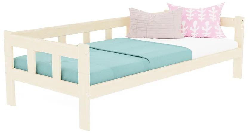 Benlemi Dřevěná jednolůžková postel FENCE 4v1 se zábranou Zvolte barvu: Béžová, Zvolte rozměr: 135x190 cm, Zvolte zábranu: S jednou zábranou