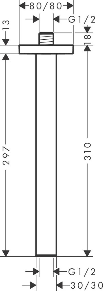 HANSGROHE Hansgrohe, přívod od stropu E 300 mm, černá matná, HAN-24339670