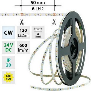 LED pásek McLED 24V studená bílá š=4mm IP20 7,2W/m 120LED/m SMD2216 ML-126.732.60.0