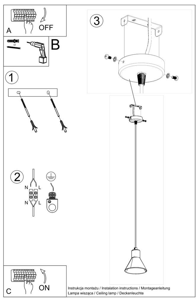 Sollux Lighting Závěsné svítidlo TALEJA 1 Černá [E27].